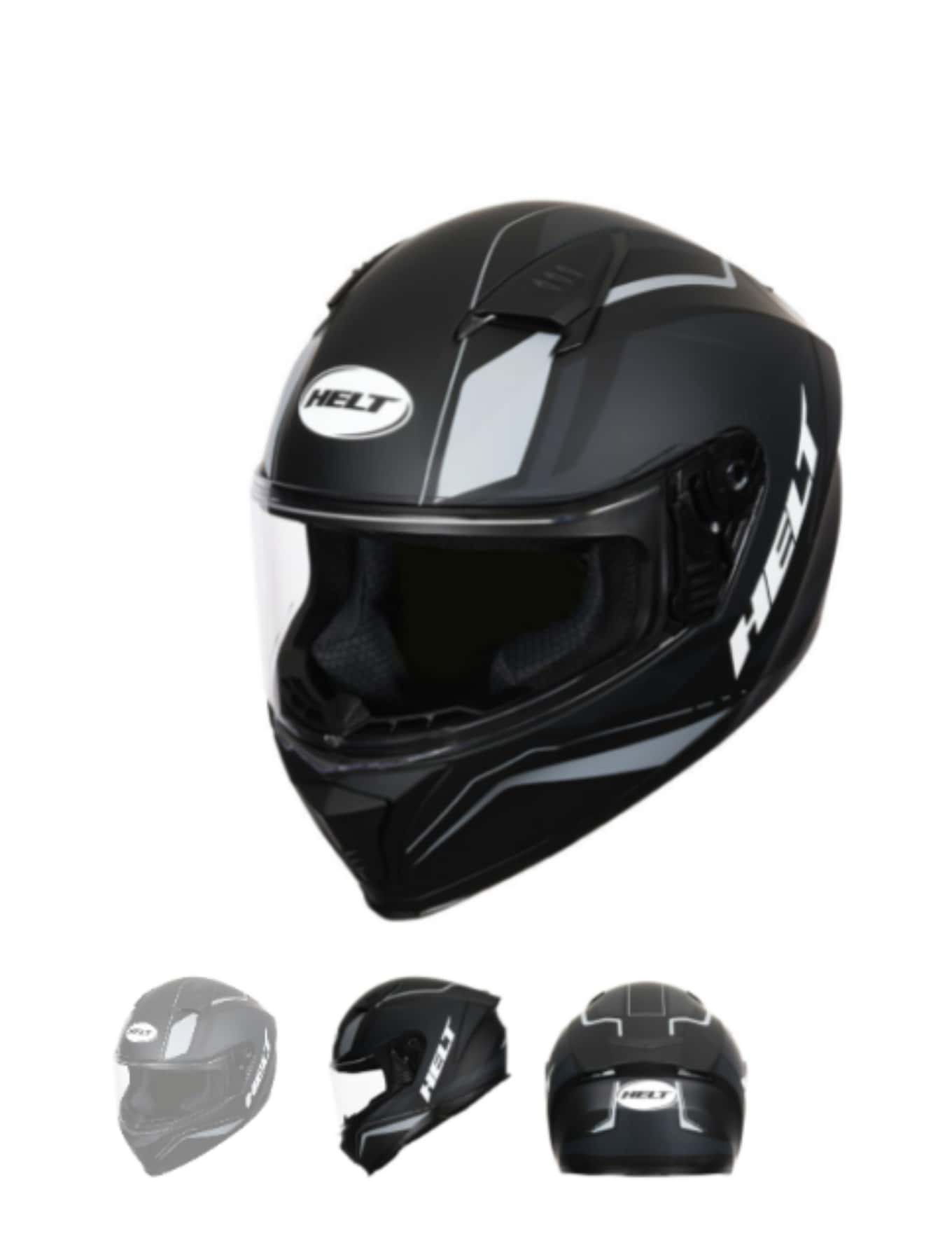 Helt Full Face Avant Street Motorcycle Helmet Matte Black Unisex ...