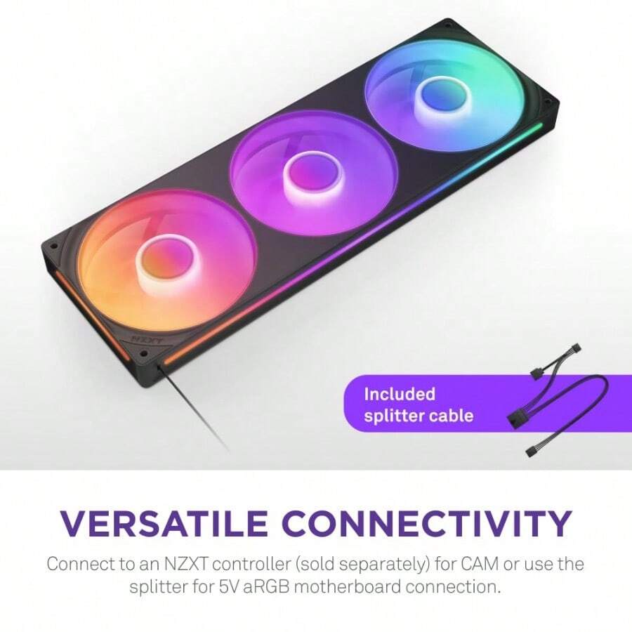 NZXT F360 RGB Core - 360mm Single-Frame Fan Unit With 3 X 120mm RGB ...