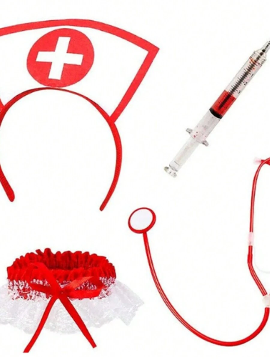 Nurse Costume Party Prop Stethoscope Tiara Syringe Garter. | SHEIN USA