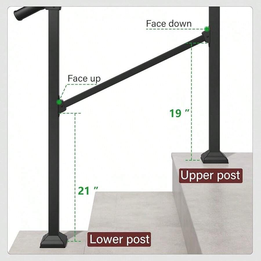 Hand Rails For Outdoor Steps, 3 Step Handrail 2 Pack, Outdoor Handrail ...