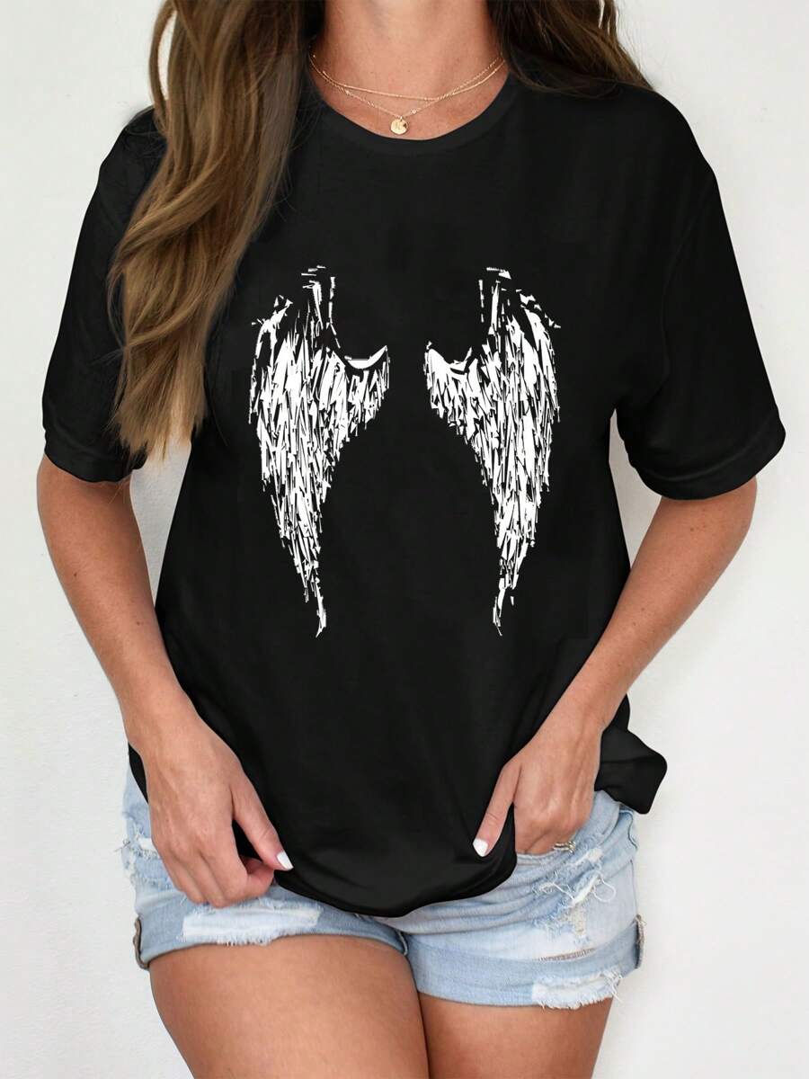 Womens Angel Wings Angelwings Heaven White Modern T-Shirt | SHEIN USA