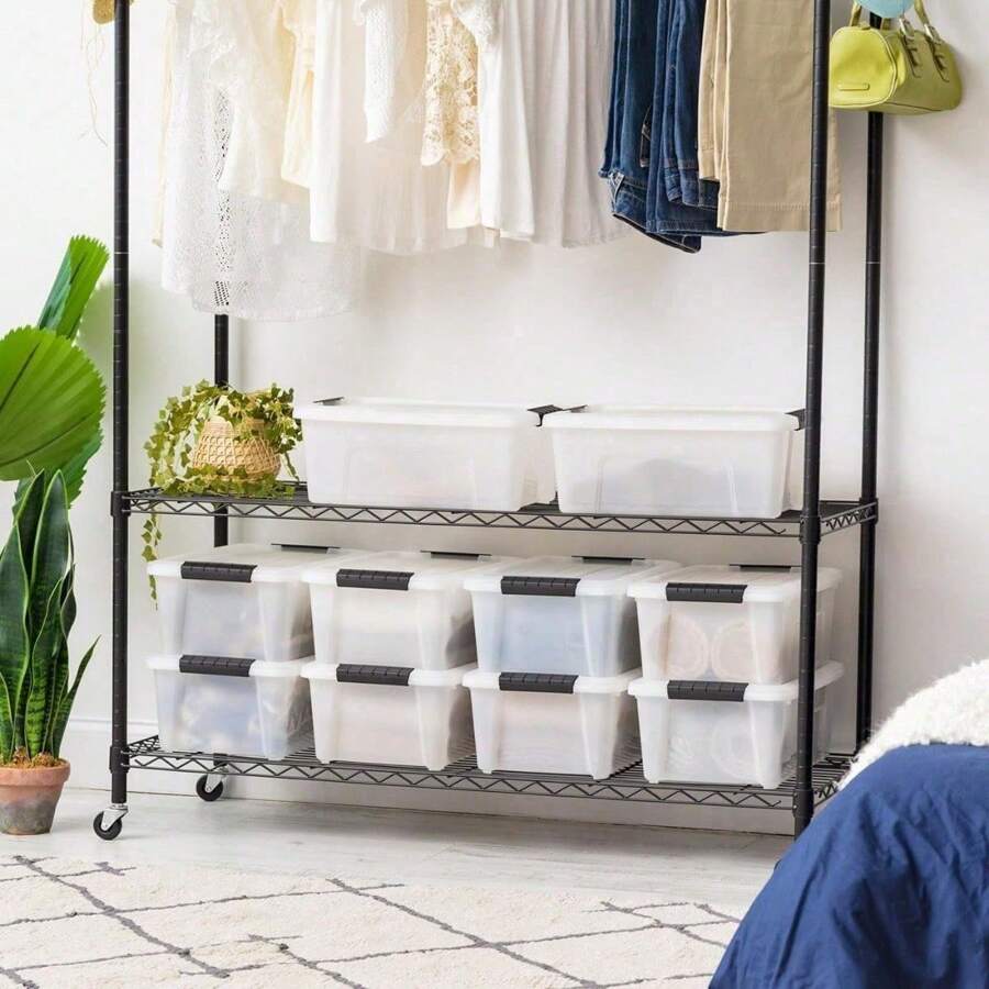 33 Quart Stackable Plastic Storage Bins With Lids And Latching Buckles ...