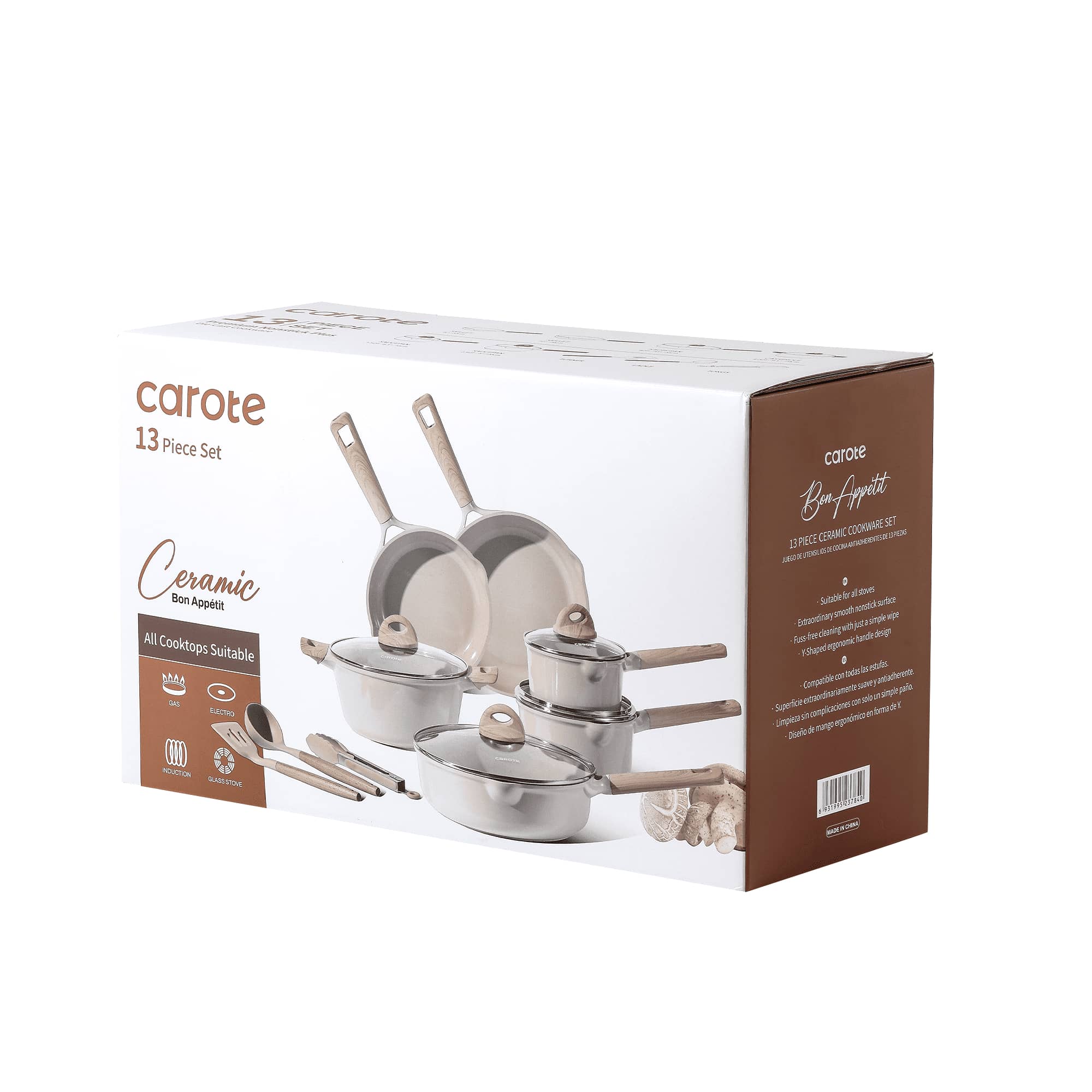 Ceramic Cookware Set, 13-Piece Industrial Kitchen Nonstick Cookware Set ...