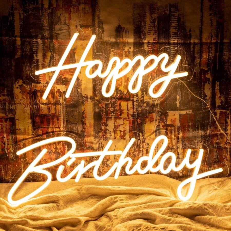 Happy Birthday Neon Sign For Wall Dr Size 16.5x8 Inch + 23x8 Inch ...