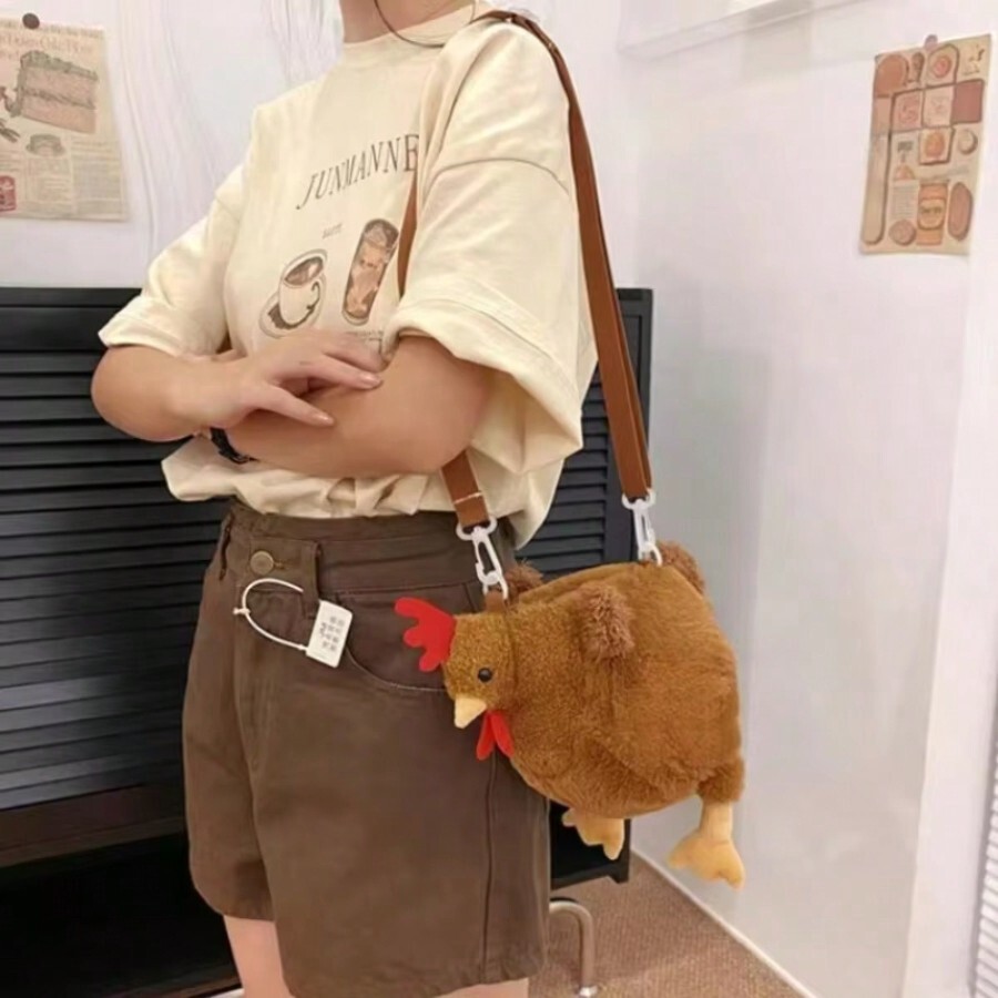 Weird Rooster Crossbody Bag Soft Stuffed Funny Cecil Chicken Doll Cute ...