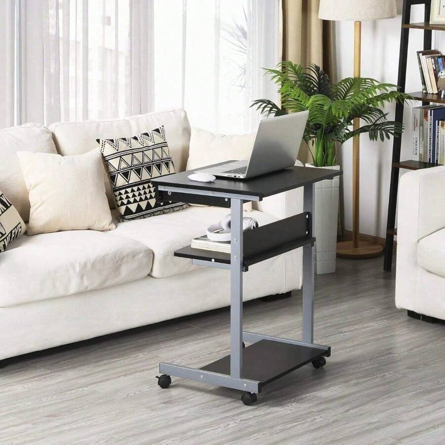 Mobile Compact Computer Desk Cart For Small Spaces, Work Workstation ...