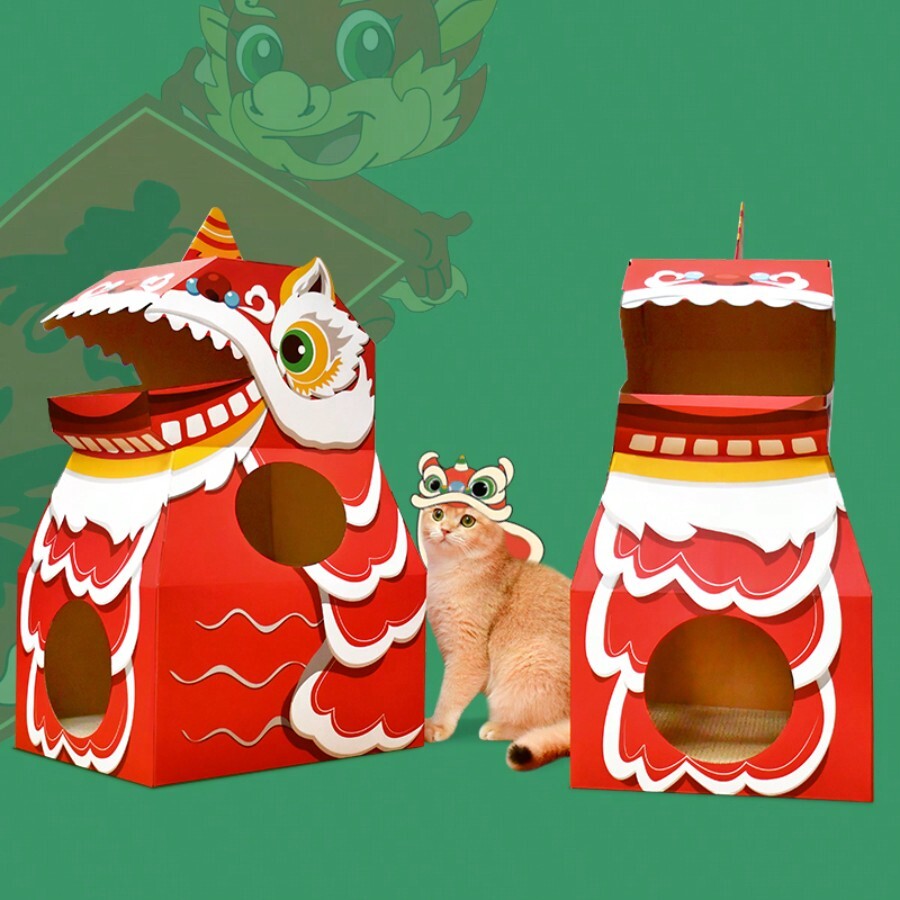 Dragon Cat Scratching House Cardboard Cat House With Cat Scratcher ...