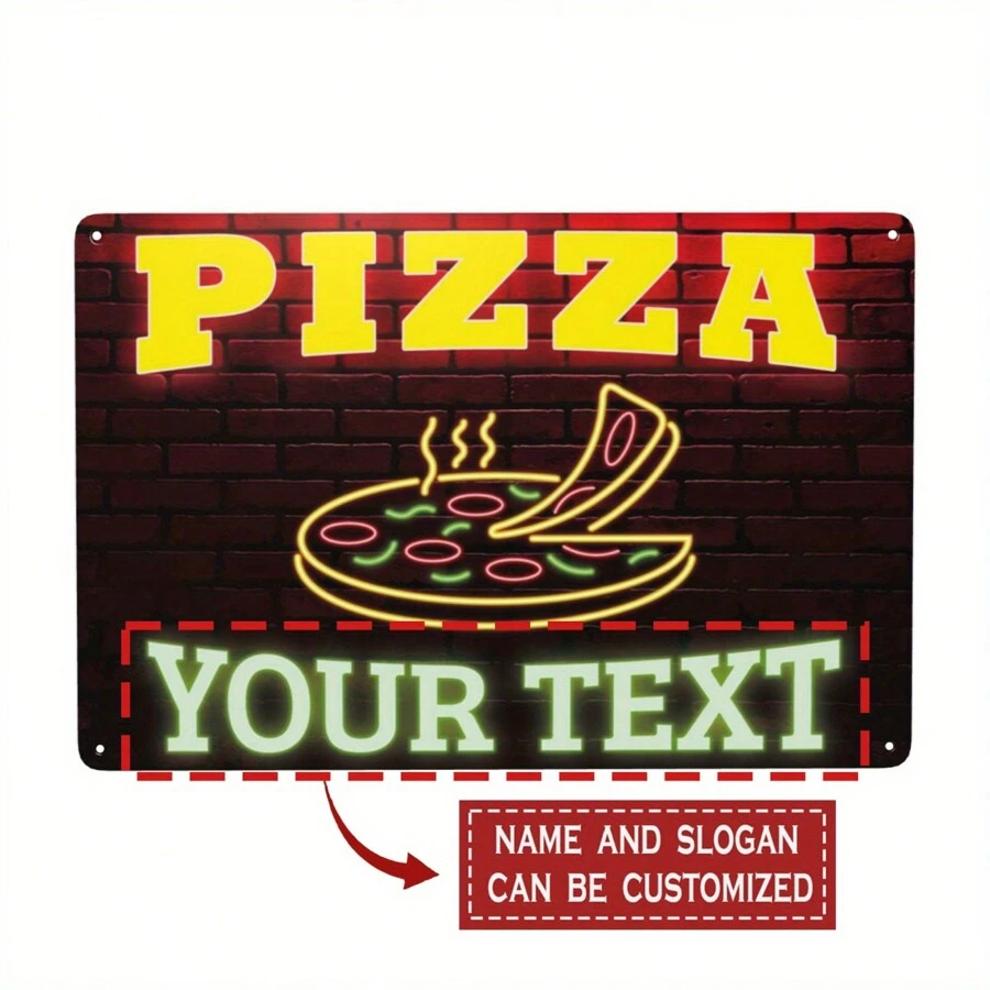 1pc Customizable Vintage Pizza Metal Sign, Provides Personalized Text ...