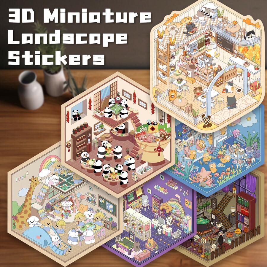 3D Cute Landscape Stickers For Miniature Scenes Multiple Themes DIY ...