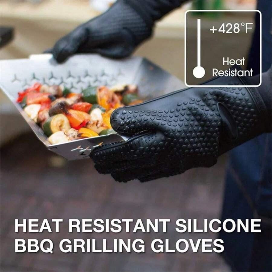 Oven Mitts Bake Silicone Gloves Anti-Scald Microwave Oven Baking Gloves ...