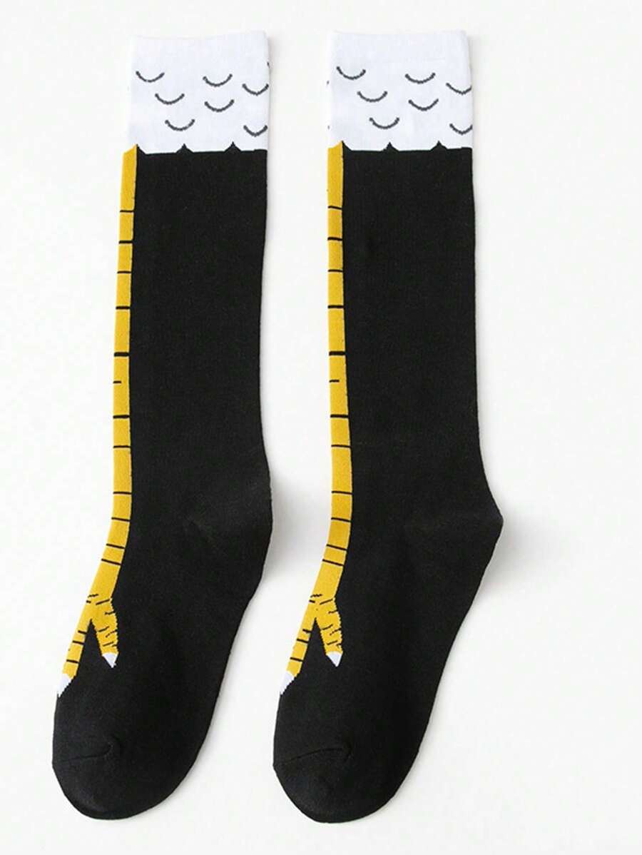 1 Pair Of Novel Neutral Chicken Claw Design Knee High Socks, Fun ...