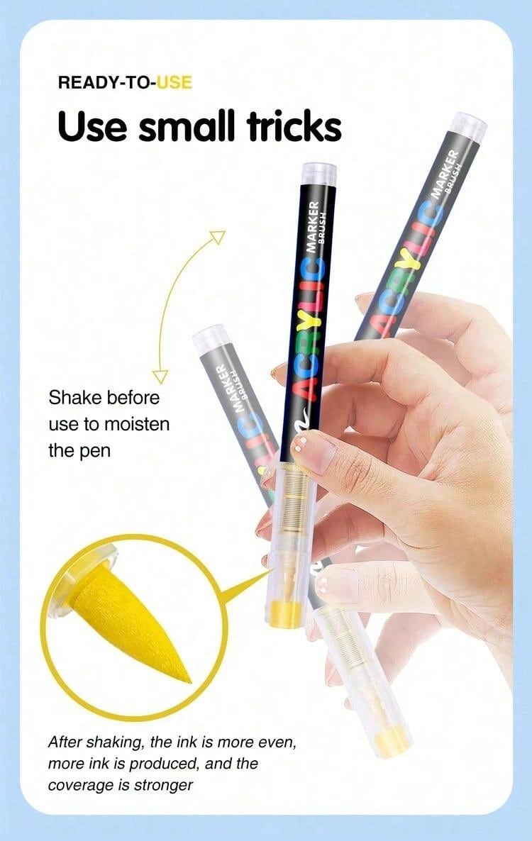 GuangNa 168 Colors Acrylic Paint Marker Set, Direct Liquid Ink, Soft ...