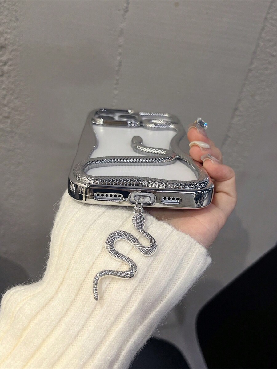 1pc Stylish Hollow Snake Shaped Phone Case With Electroplated Lacquer ...