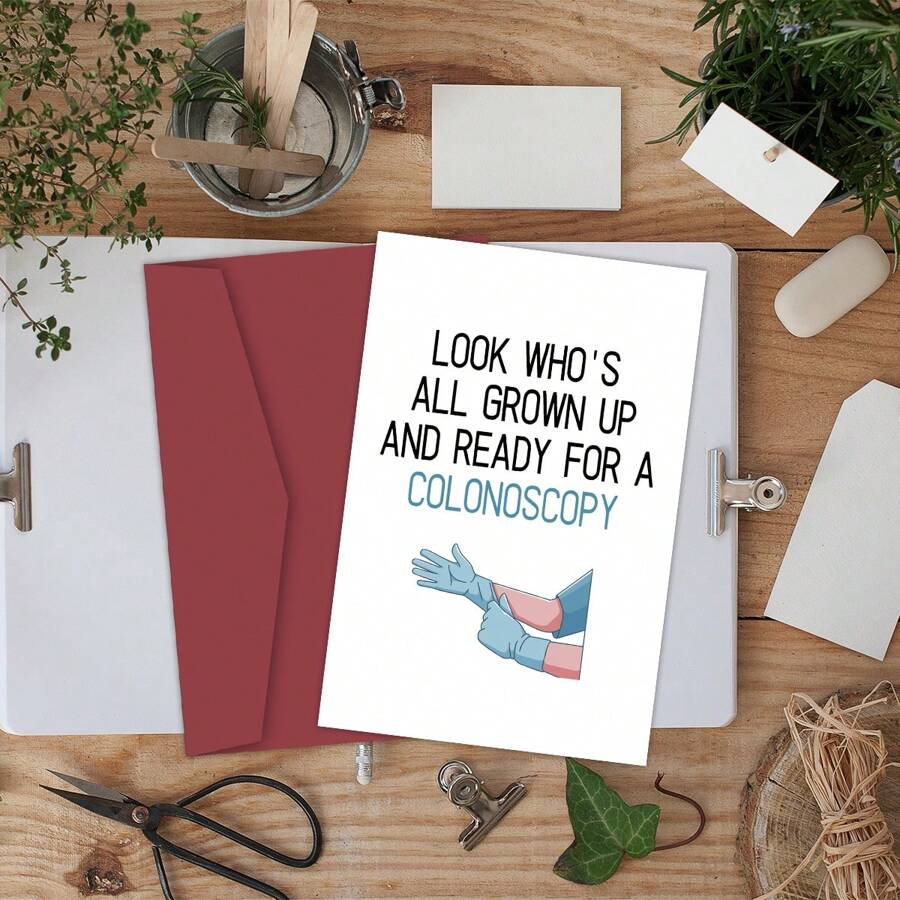 1pc Grown Up And Ready For A Colonoscopy Birthday Card - Funny Birthday ...