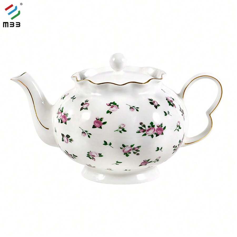 MBB 1 Set 1100ml Floral Ceramic Teapot With Golden Rim, Tea Pots For ...