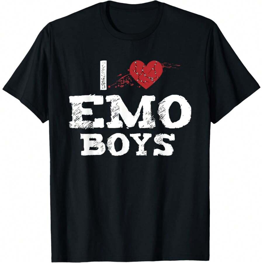 I Love Emo Boys Goth Grunge Alt 2000s Punk Scene Emo Girl T-Shirt ...