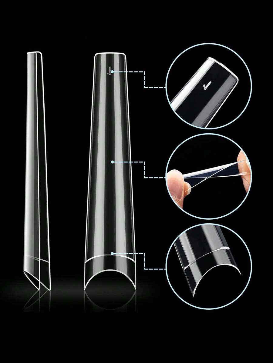 360pcs Nail Tips Extra Long Clear Coffin C Curve Fake Acrylic