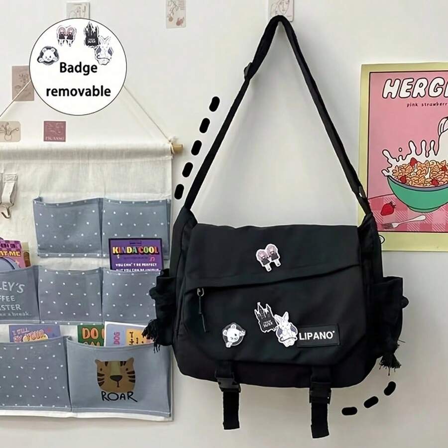 Retro Utility Courier Bag, Large Capacity One Shoulder Bag, Student ...