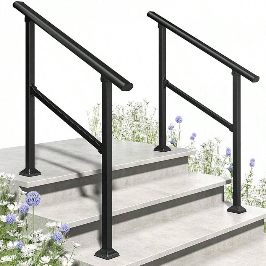Hand Rails For Outdoor Steps, 3 Step Handrail 2 Pack, Outdoor Handrail ...