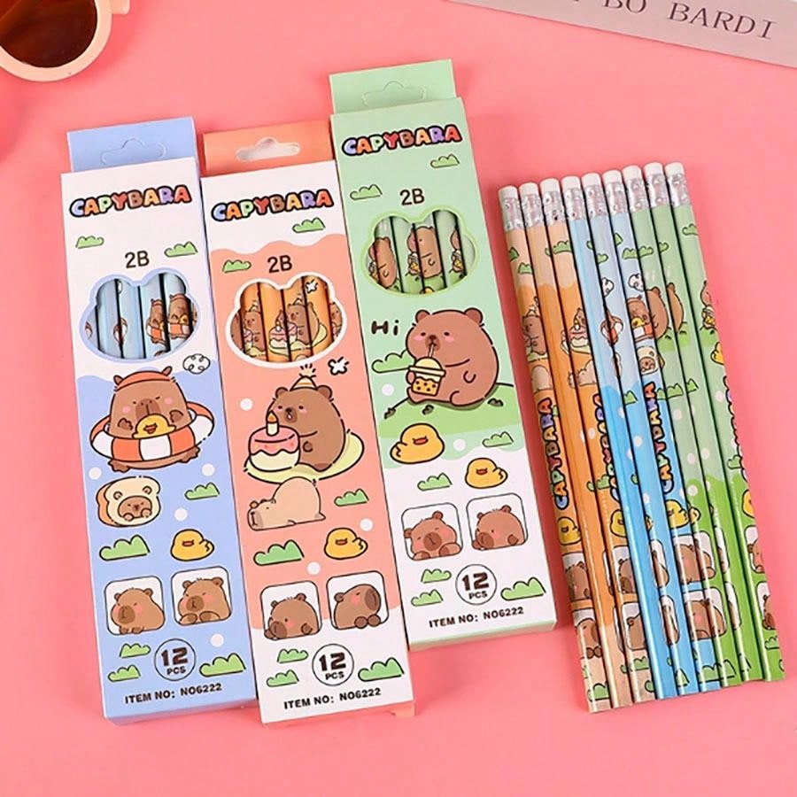 12pcs, Capibara Modeling Pencil, Student Writing Pencil, Drawing Pencil ...
