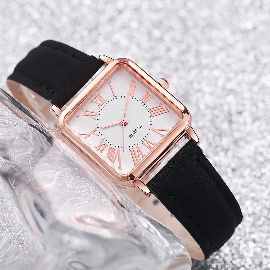 Luxury Fashion Square Women's Watches Brand Ladies Quartz Wristwatch Classic Simple White ...