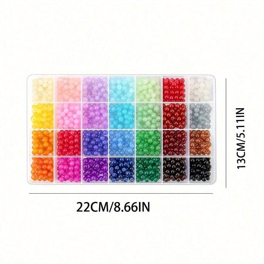 1400pcs 28 Colors 6mm Round Glass Beads Friendship Bracelet Making Kit, Suitable For Women DIY ...