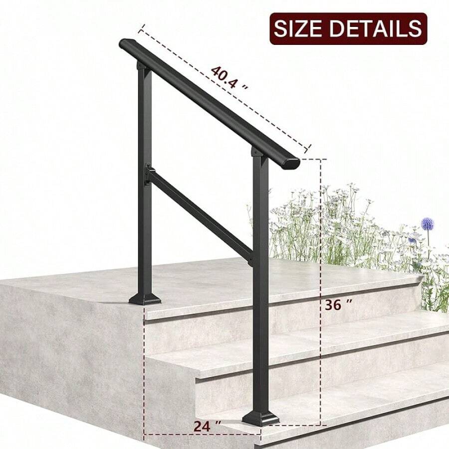 Hand Rails For Outdoor Steps, 3 Step Handrail 2 Pack, Outdoor Handrail ...
