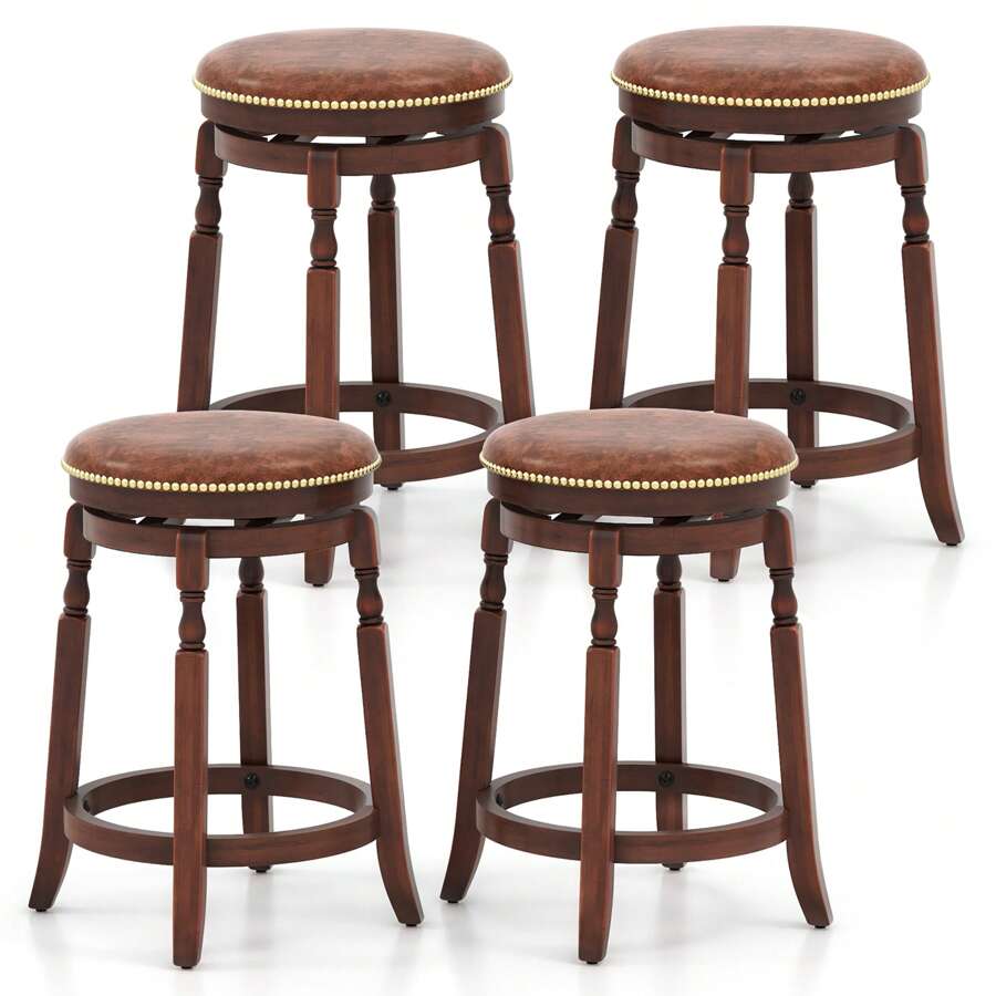 Homasis Counter Height Bar Stool Set Of 4 24Inch Swivel Stool Solid ...