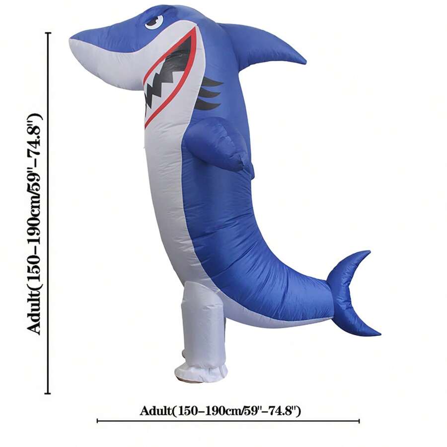 Inflatable Shark Costume Air Blow Up Jaws Jumpsuit Fancy Dress Funny ...