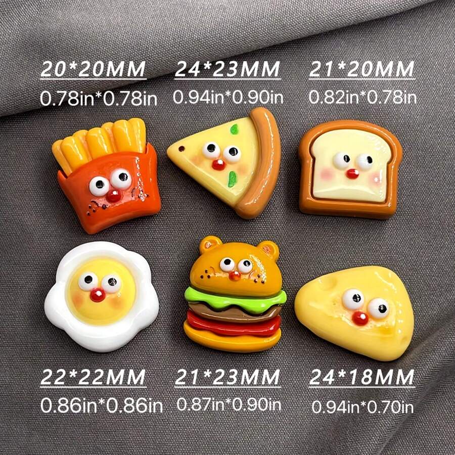 6pcs Burger Fries Resin Refrigerator Magnets, Cartoon Fridge Magnets ...