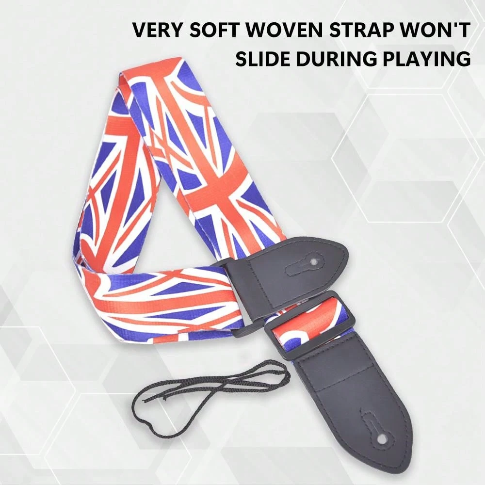 Reinforced End British Flag Guitar Strap - Suitable For Acoustic ...