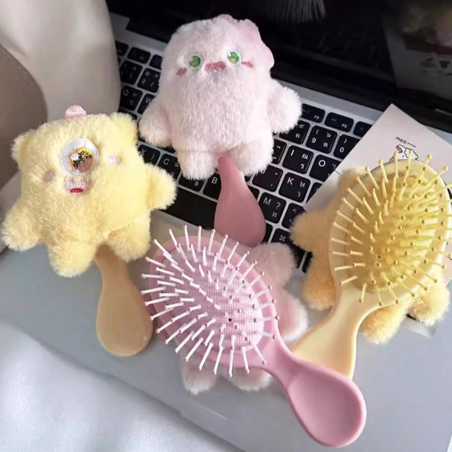 Cute Mini Monster Plush Hair Brush, Girls' Heart-Winning Massage Comb ...