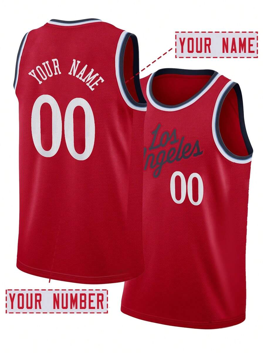 Customized Name And Number Men's Embroidered Basketball Jersey LA Los ...