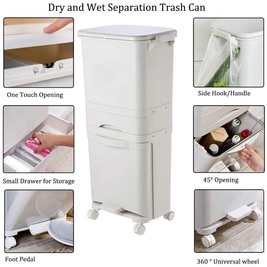 Luxury Dry And Wet Separation Trash Can, Vertical Waste Separation ...