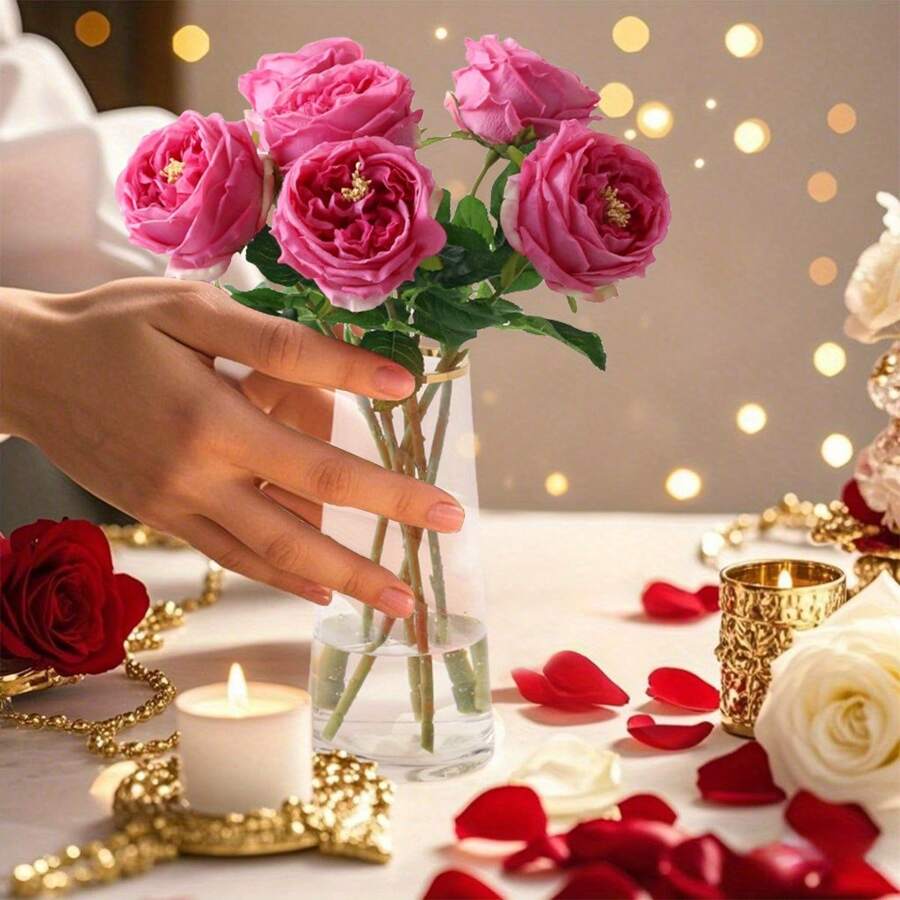 5PCS Moisturizing Artificial Roses Moisturizing Feel Fake Flowers, Silk ...