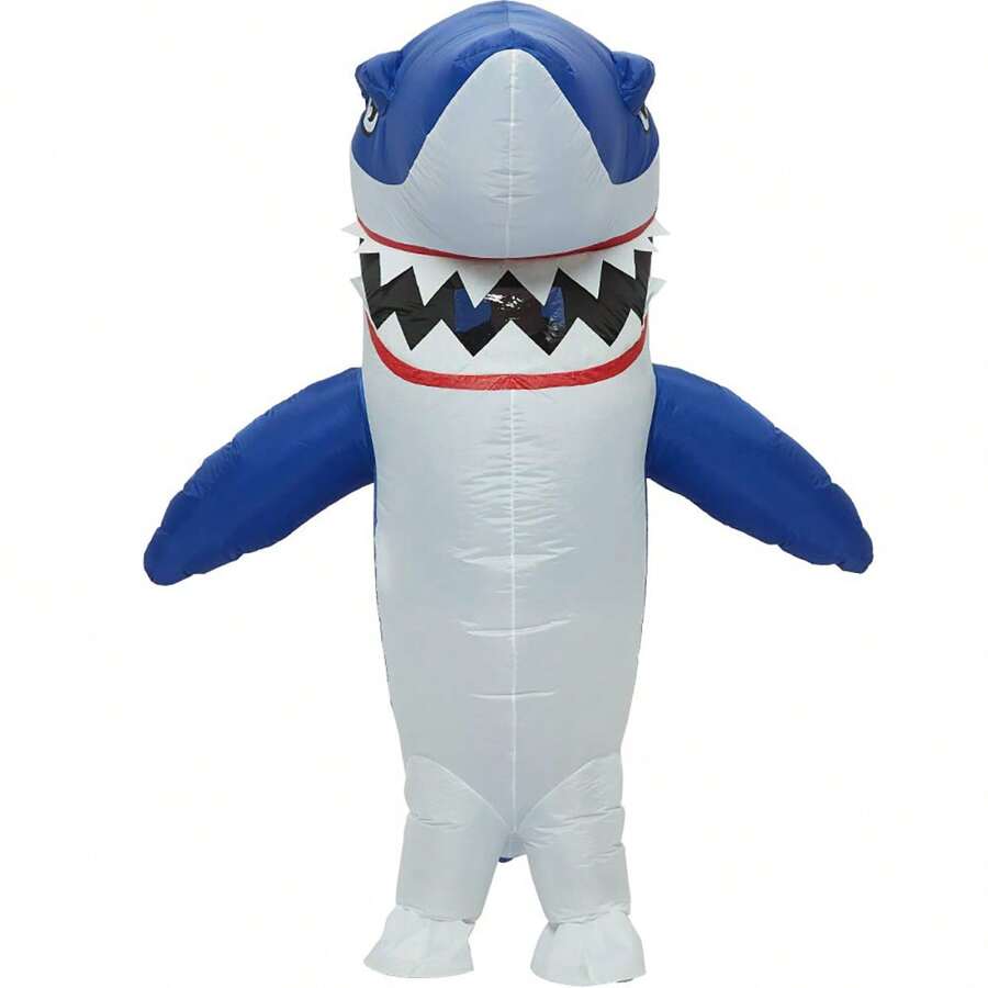 Inflatable Shark Costume Air Blow Up Jaws Jumpsuit Fancy Dress Funny ...