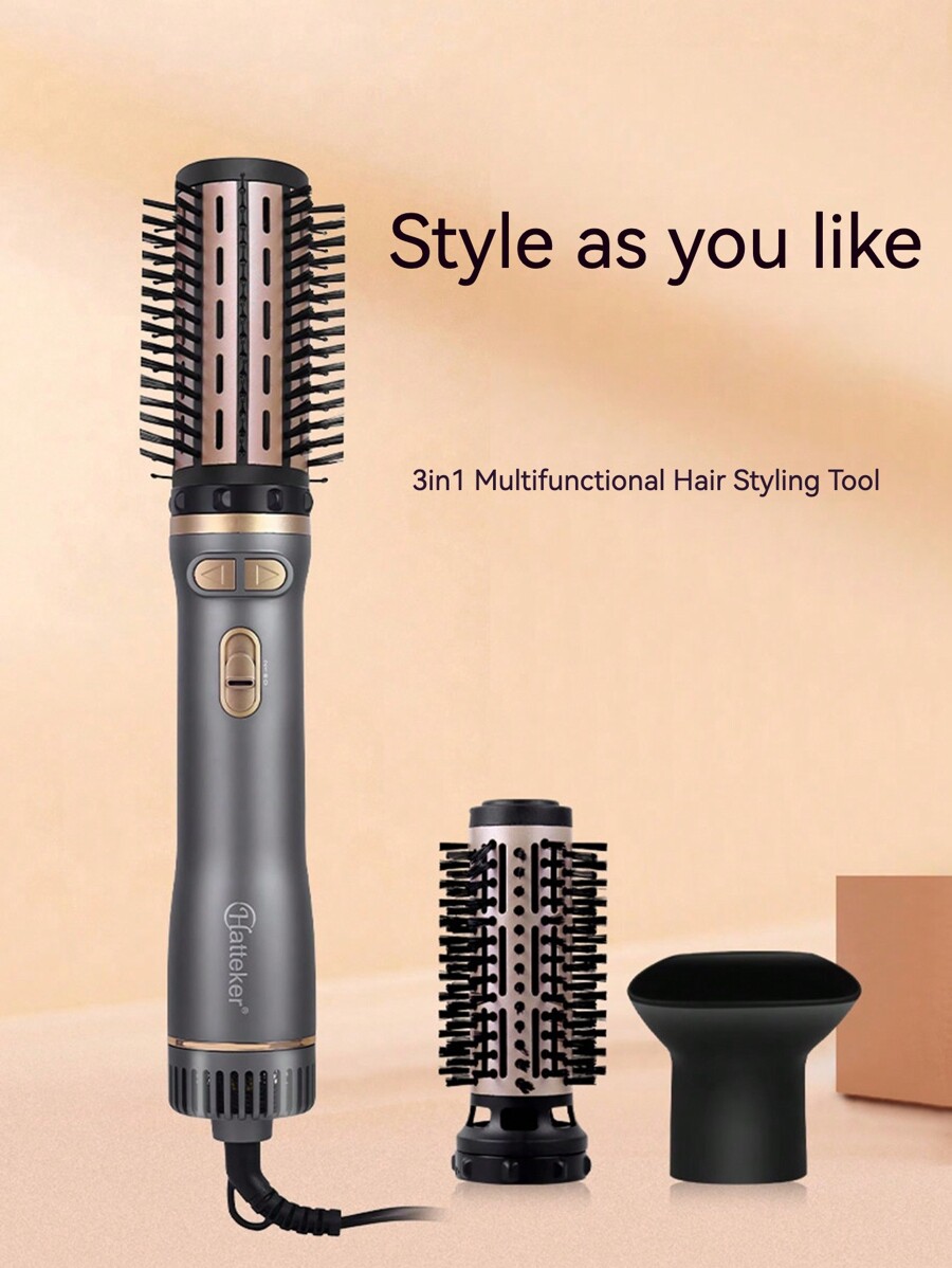 Conjunto de escovas de secador de cabelo 3 em 1 com rotação automática ...