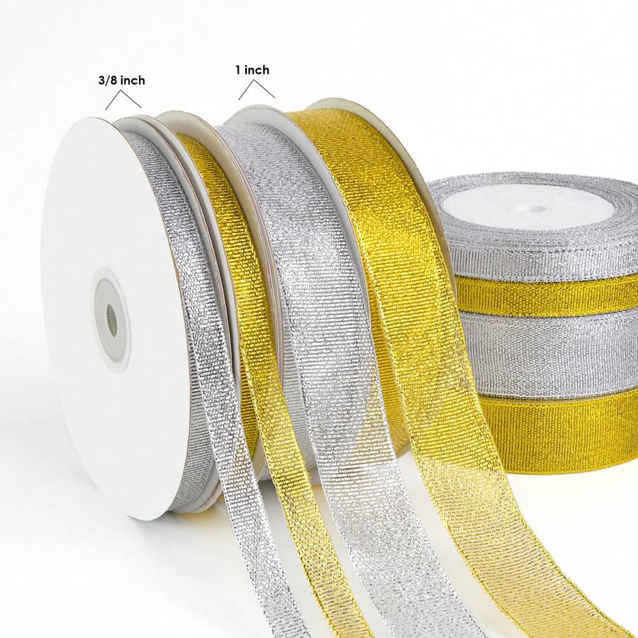 Metallic Glitter Ribbon For Gift Wrapping, Shiny Gold Glitter Ribbon ...