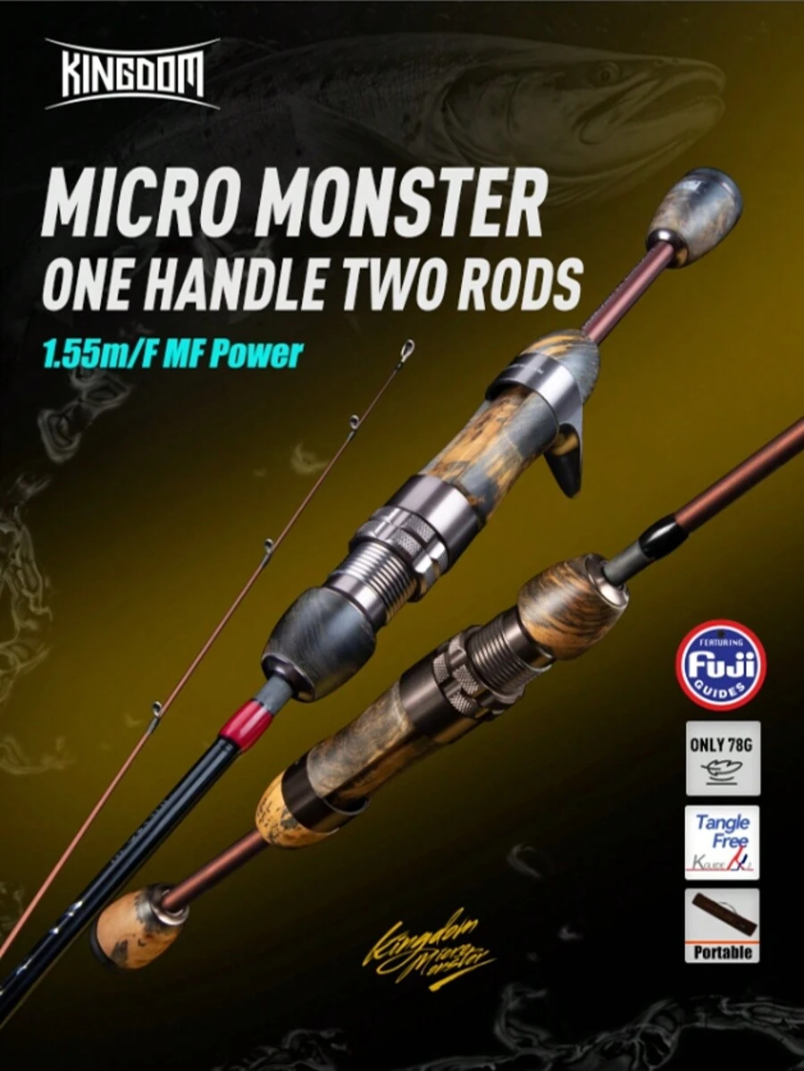 KINGDOM Kingdom MicroMonster Trout Rod 1.55m 4 Section Casting Spinning ...