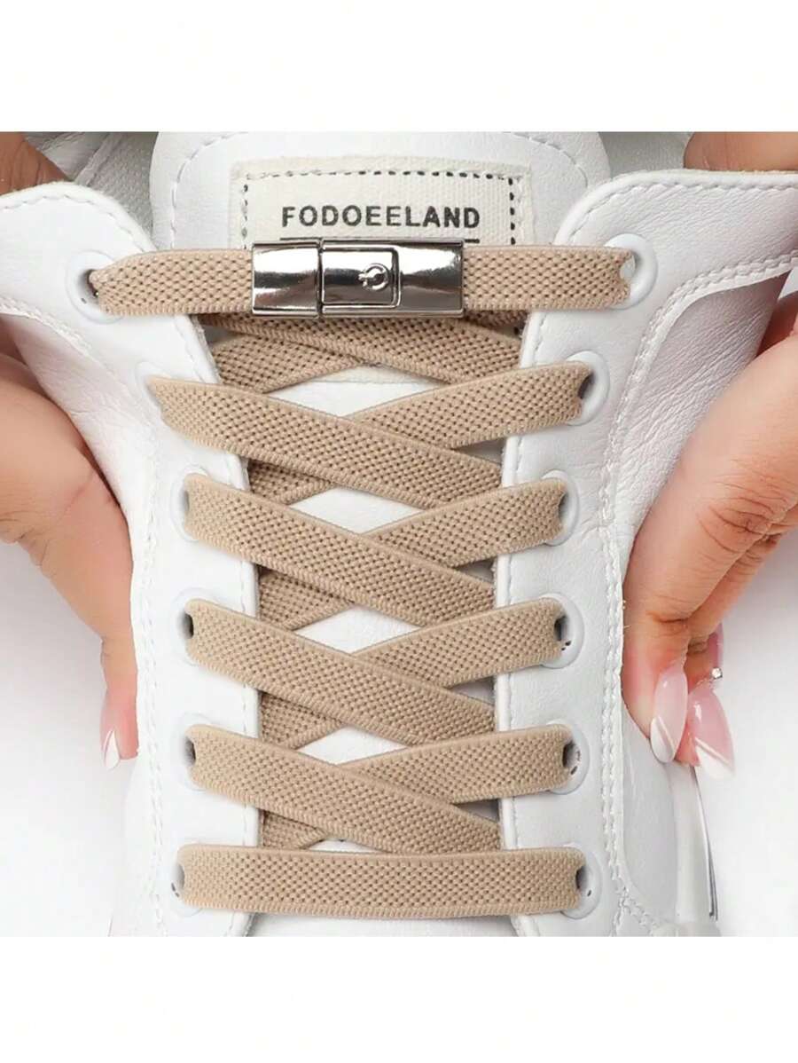 1 Pair Elastic No-Tie Shoelaces With Lock, Unisex Wide Stretch ...