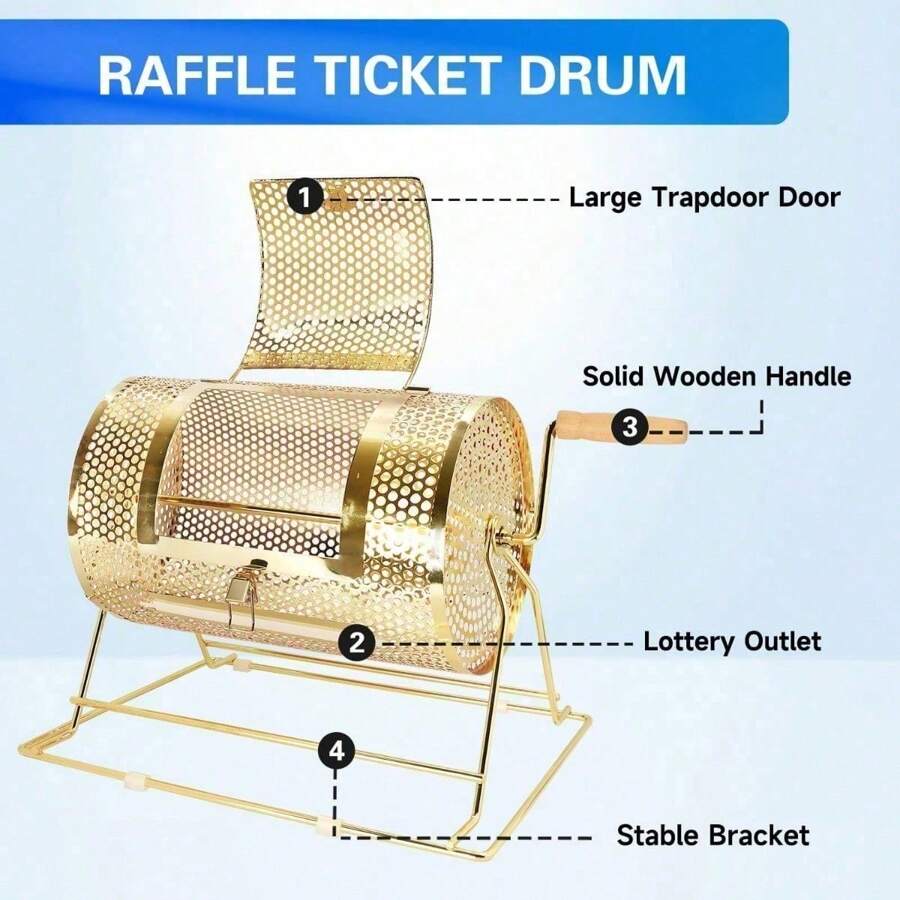 Raffle Drum, Professional Brass Raffle Ticket Spinning Cage, Holds ...