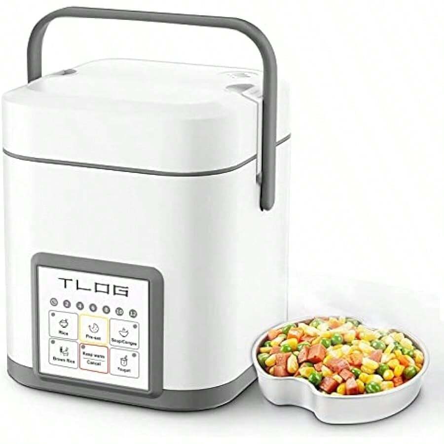 TLOG Mini Rice Cooker 2.5 Cups Uncooked Healthy Ceramic Coating ...