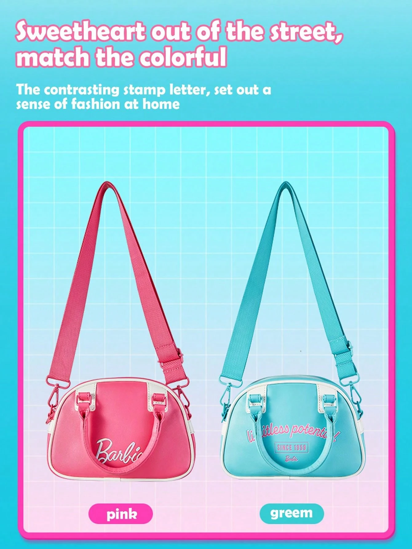 Miniso Barbie Fashion Boston Bag - Pink Crossbody Bag With Barbie ...