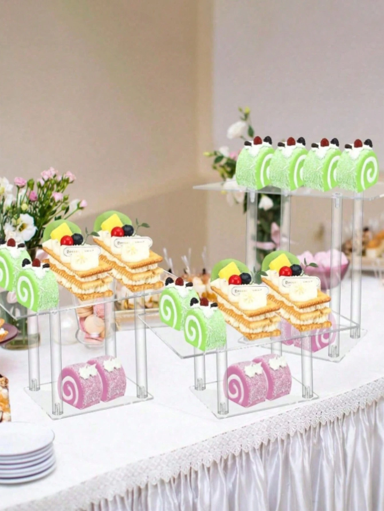 1pc Transparent Acrylic Display Stand, Square Acrylic Cupcake Display ...