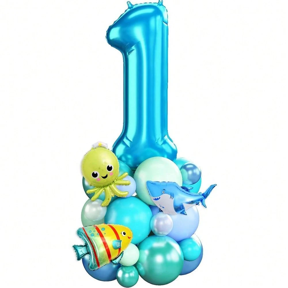 40-Inch Marine Themed Green Octopus, Shark And Little Fish Number ...