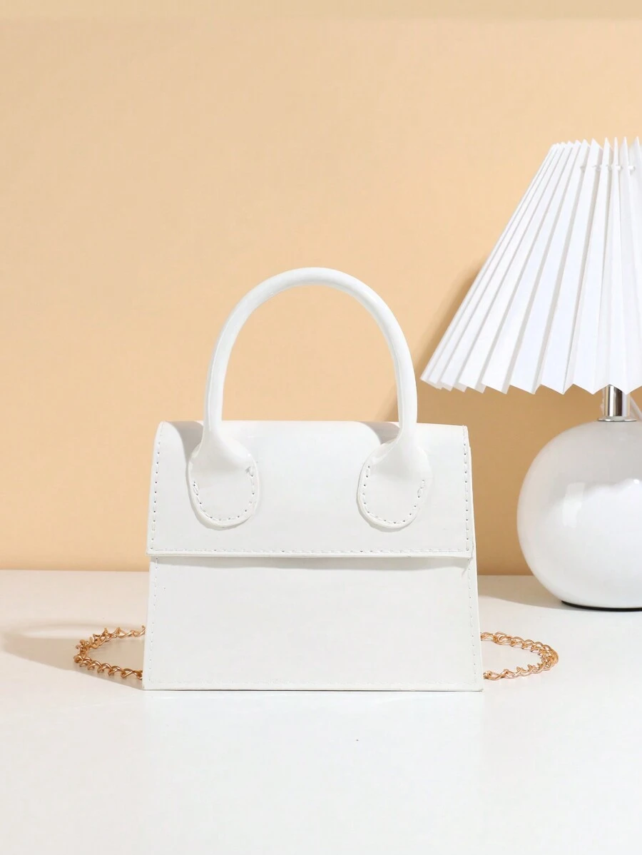 Mirror Patent Leather Chain Handle Handbag | SHEIN USA