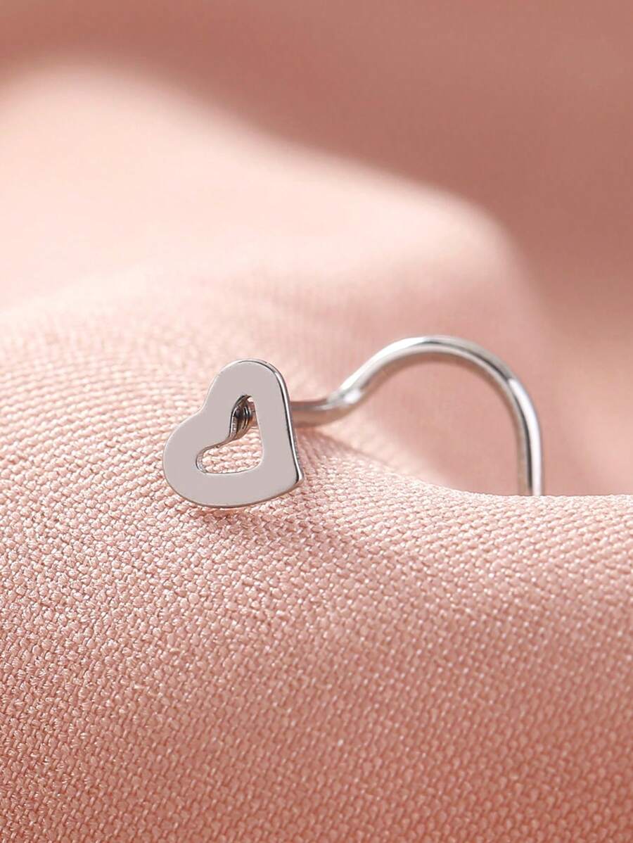 Nooxian 1pc Stainless Steel Heart Shaped Nose Stud, Wholesale European ...