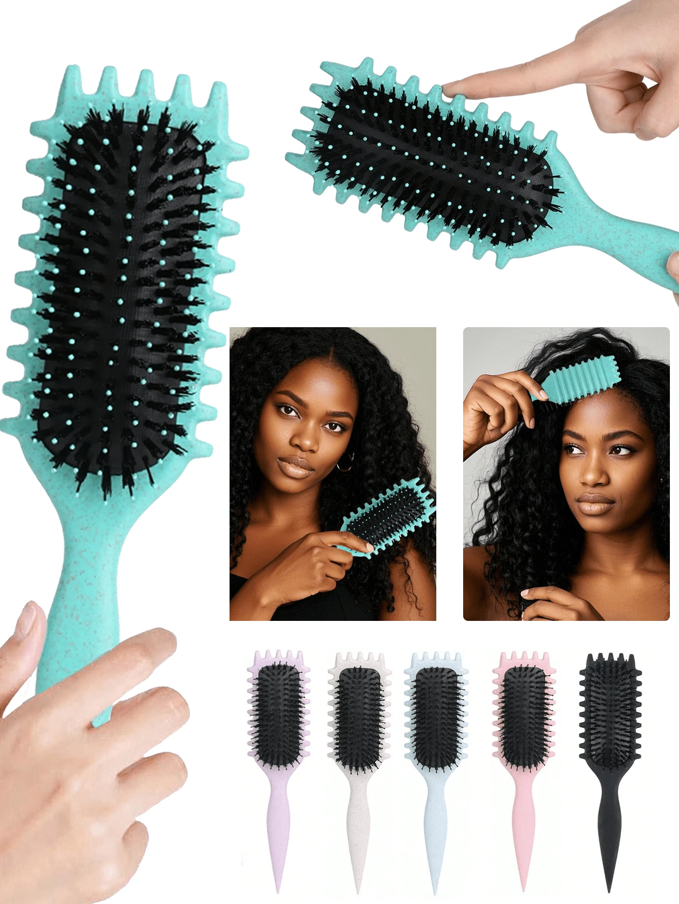 Bounce Curly Define Brush Edge Lift Brush, 5-In-1 Tool For Effortlessly ...