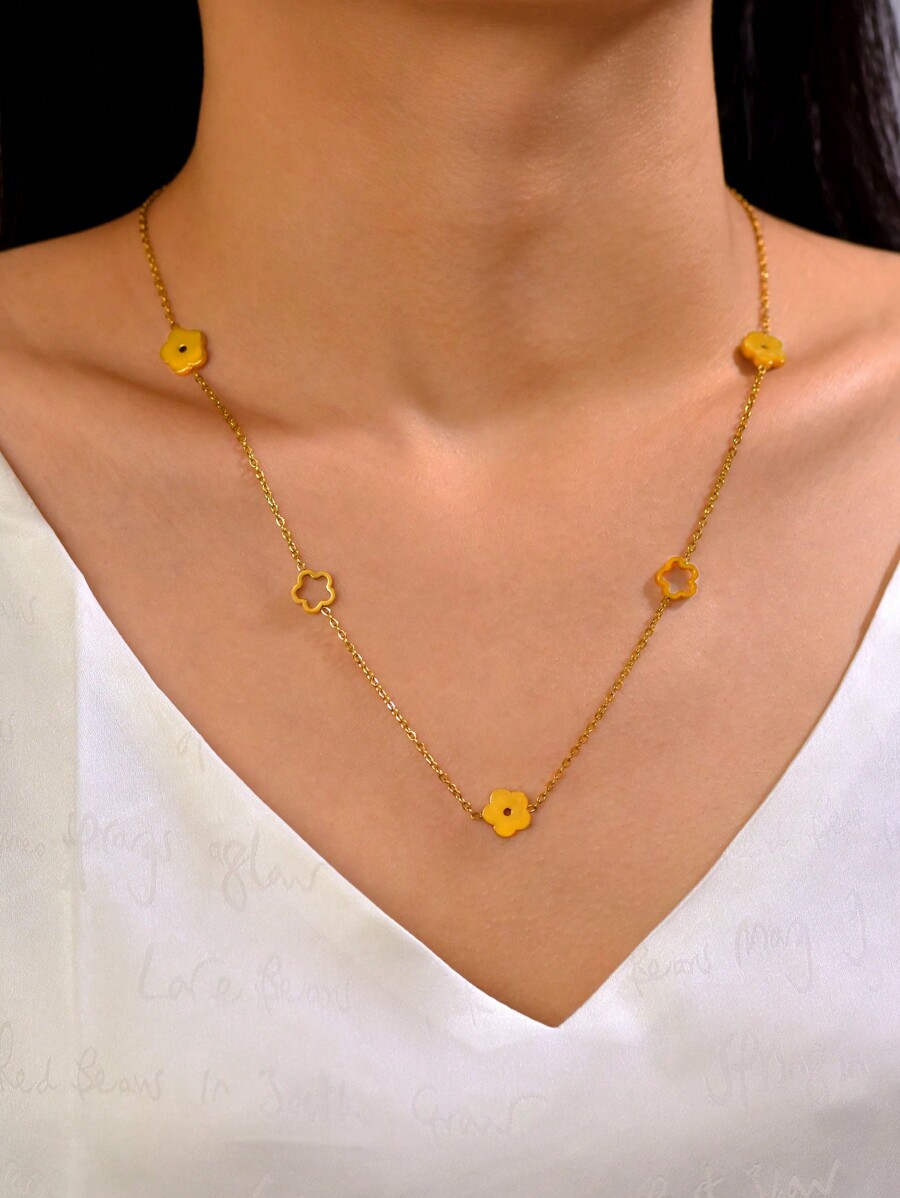 TONSI 1 Pc Japan And South Korea Style Simple Stainless Steel Four-Leaf ...