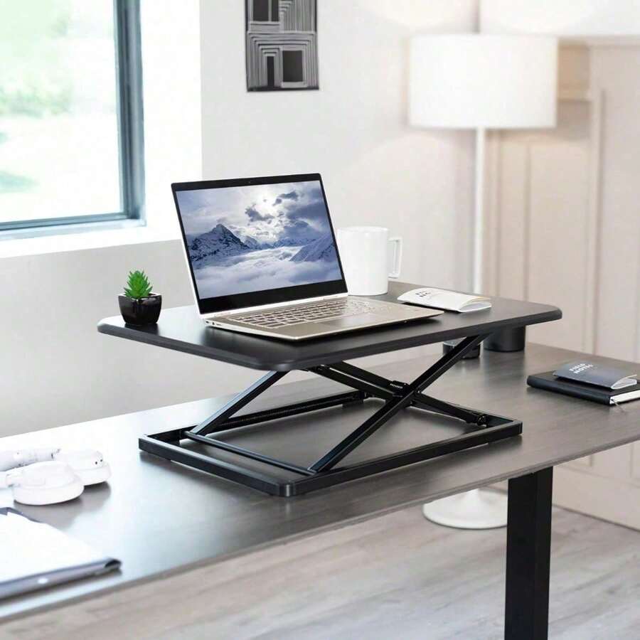 Ultra-Slim Single Top Height Adjustable Standing Desk Riser, Compact ...